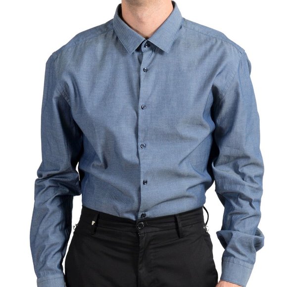 Hugo Boss | Shirts | Hugo Boss Mens Isko Blue Slim Fit Long Sleeve ...
